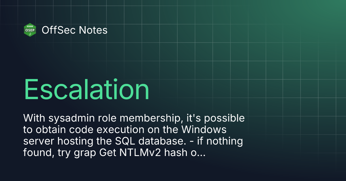 Escalation | OffSec Notes