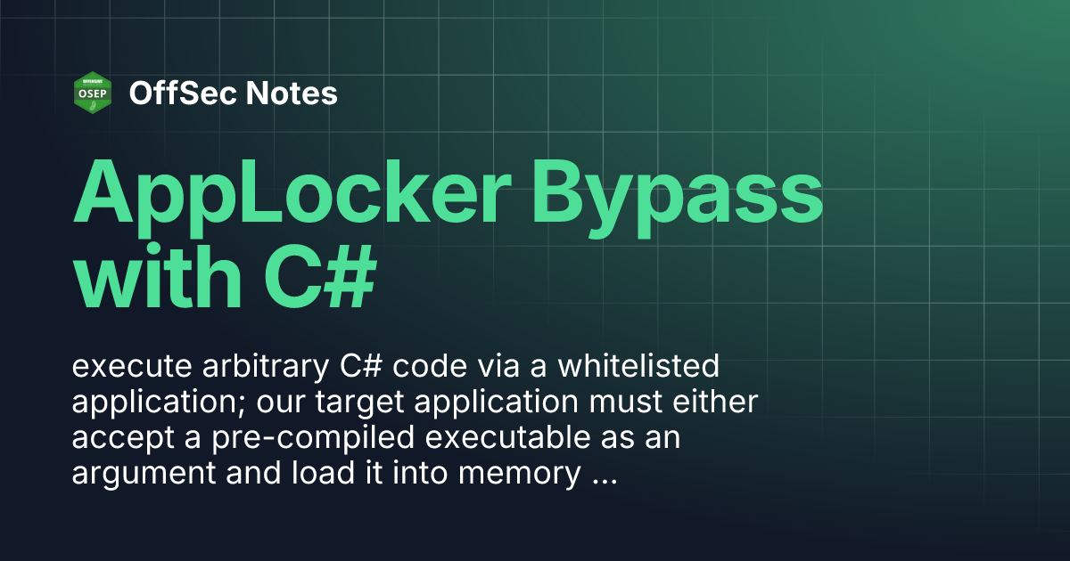 Applocker Bypass With C Offsec Notes